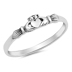 Claddagh Heart Friendship Promise Ring New .925 Sterling Silver Band Size 9