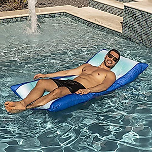 Big Joe Kona No Inflation Needed Pool Lounger with Headrest, Fade Aqua Double Sided Mesh, 5.5ft Big