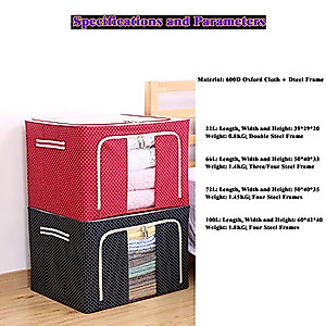 GUO FENG DIAO ® Storage Bins With Lids Steel Frame Storage Box Oxford Cloth Storage Box Quilt Storage Box Folding Wardrobe Fabric Extra Large Storage Bag