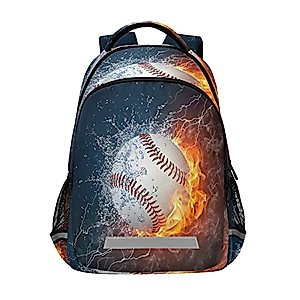 Kcldeci Baseball Ball in Fire and Water Preschool Backpack Kindergarten Little Kid Toddler School Backpacks Bookbag for Boys and Girls with Chest Strap