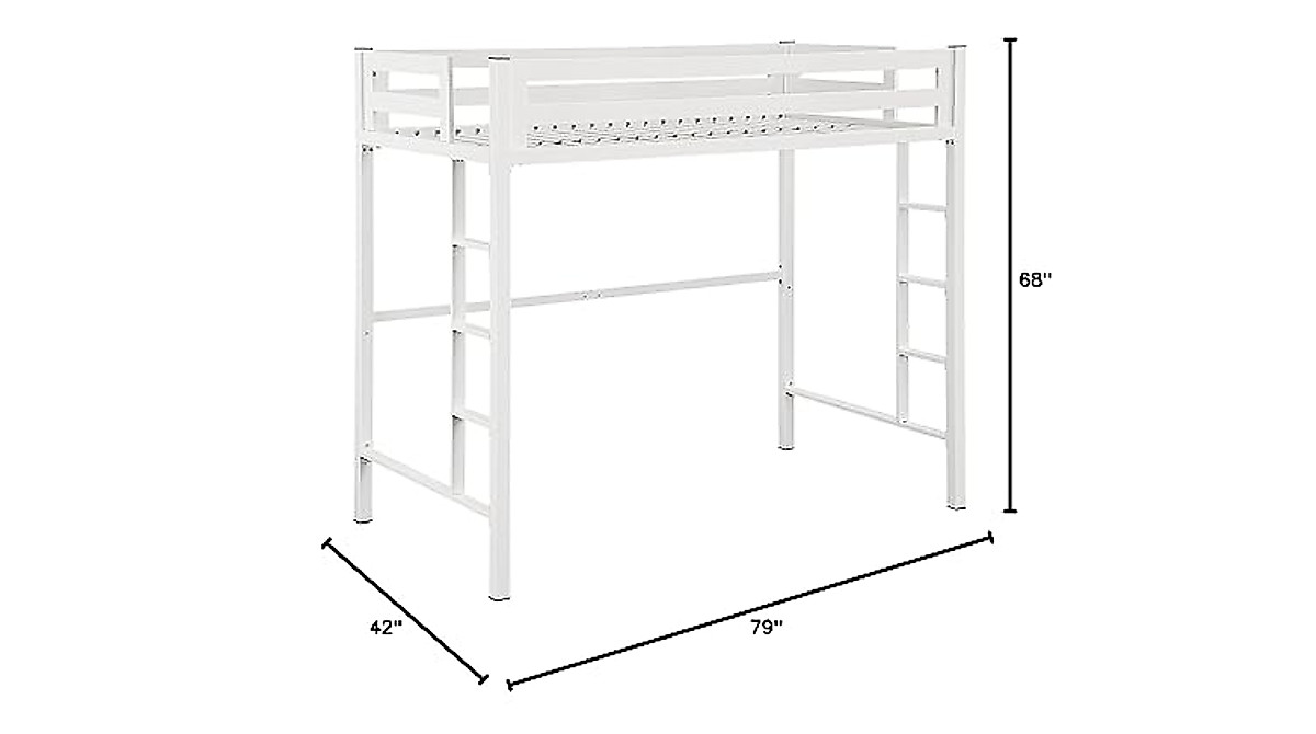 Walker Edison Brighton Twin Loft Bunk Bed - Durable Metal Design