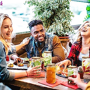 Rechano [4 Pack, 20 oz] Can Shaped Tumbler Cup with Bamboo Lids and Glass Straws, Large Beer Glasses, Clear Drinking Glass Cup,Ideal for Ice Tea, Iced Coffee, Cocktail, Whiskey