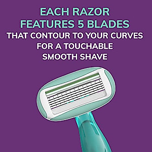 BIC Soleil Sensitive Advanced Women's Disposable Razors With 360° Moisture Strips For Enhanced Glide, Shaving Razors With 5 Blades, 2 Count
