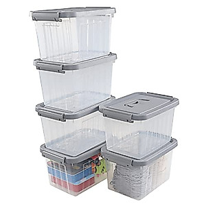 Yarebest 6-pack 6L Clear Plastic Box with Lids, Small Storage Bins