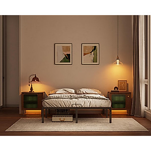 KKL Queen Bed Frame, 18 Inch Heavy Duty Steel Platform with Mattress Anti-Slip Rods, Bed Frame with Underneath Storage Space, No Box Spring Needed, Easy Assembly, Black