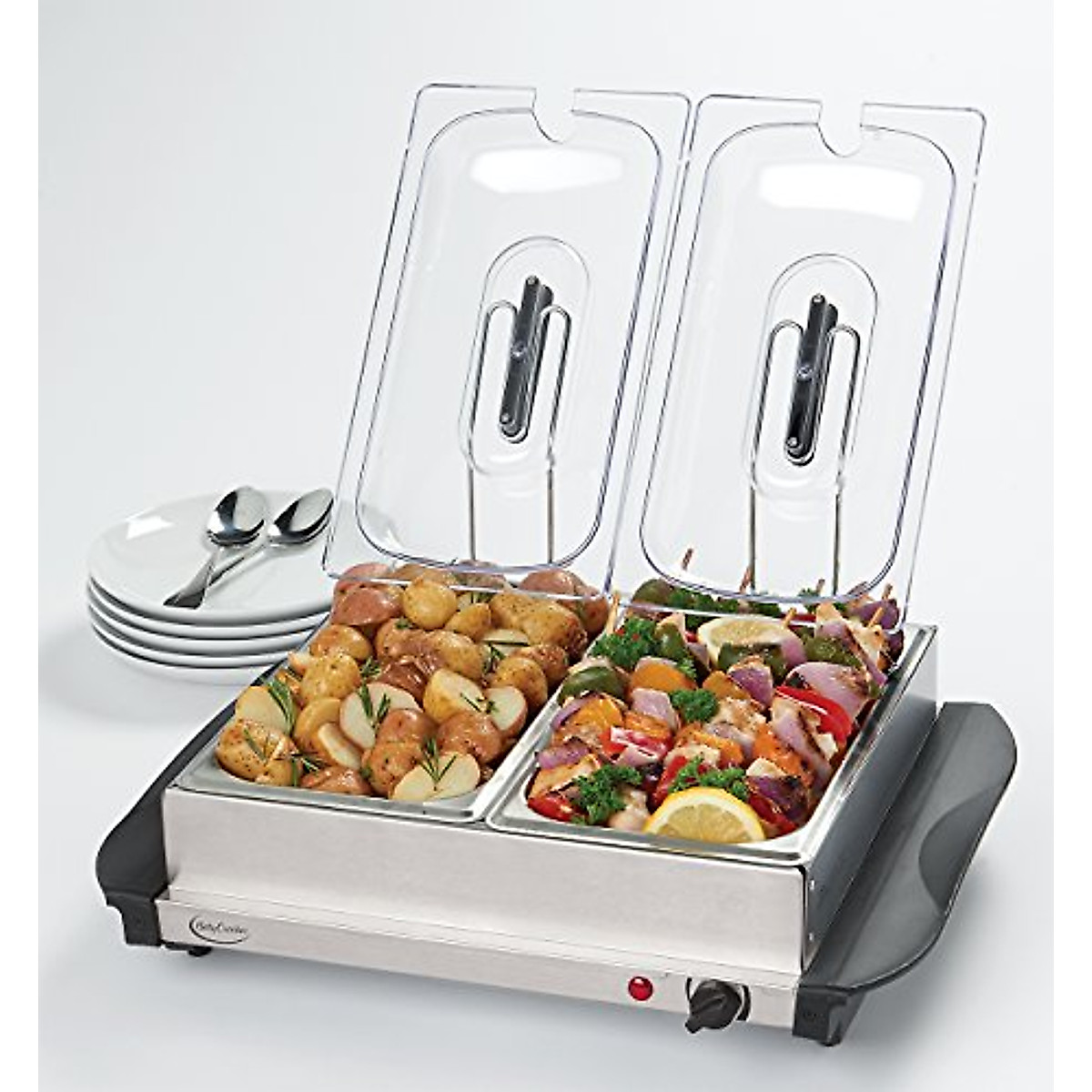 BETTY CROCKER RA39978 Stainless Steel Buffet Server with Warming Tray, Multicolor