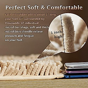 RUN HELIX Bathroom Rugs Sets 3 Piece, Bath Rugs for Bathroom, Bath Mats, Bathroom Sets,Extra Soft and Absorbent Shaggy Rugs, Machine Washable Bath Mat Set for Tub, Shower, and Bathroom, Beige