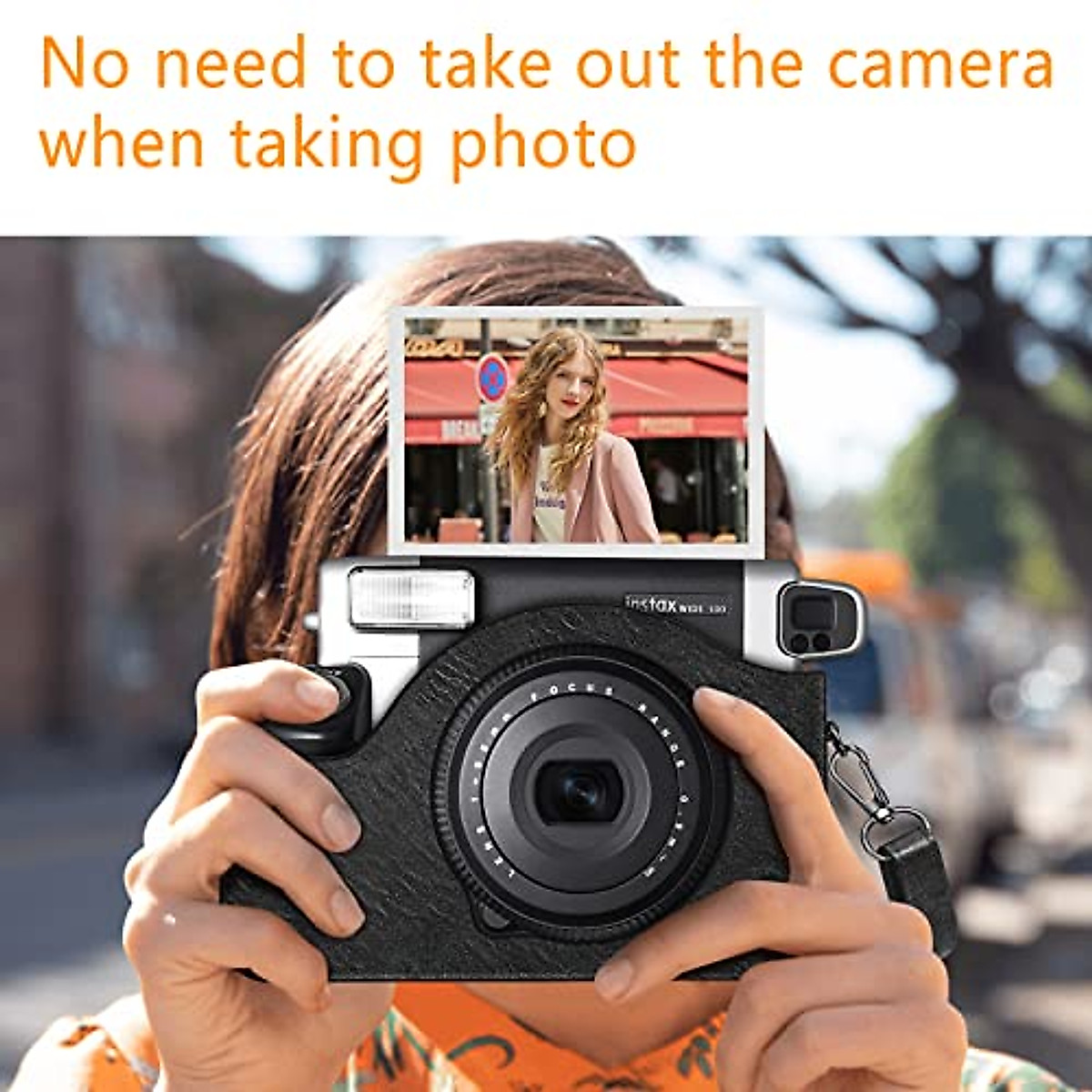 Fintie Protective Case for Fujifilm Instax Wide 300 Instant Film Camera - Premium Vegan Leather Bag Cover with Removable Strap, Vintage Black