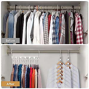 JuneHeart 6 Pack Space Saving Hangers for Clothes, Horizontal and Vertical Use, Sturdy Metal Collapsible Hangers Magic Multi Hangers for Dorm Closet Storge and Organization (Silver, 6)