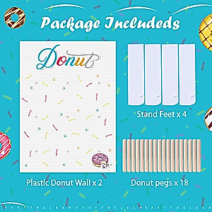 Sawysine 2 Packs Donut Display Stand Reusable Donut Holder Board Rustic Wood Donuts Rack Display Dessert Table Decorations for Birthday Party Wedding Baby Shower Treat Donut Party Supplies (White)