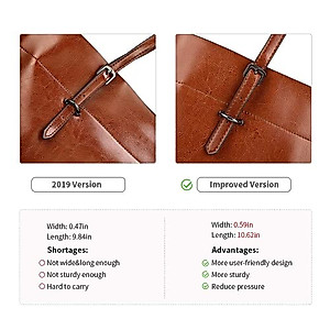 Kattee Vintage Genuine Leather Tote Shoulder Bag for Women Satchel Handbag with Top Handles (Brown)