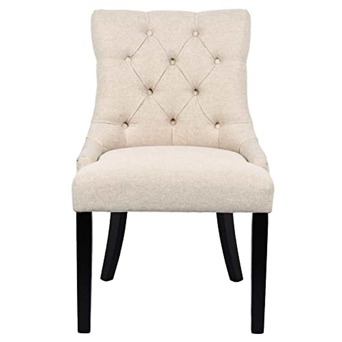 asunflower Tufted Fabric Kitchen Dining Chairs for Dining Room Modern Upholstered Dining Chairs Set of 4 with Wooden Legs, Cream