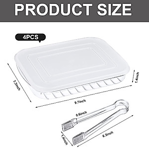 4 Packs Bacon Keeper for Refrigerator Deli Meat Container for Fridge with Lids Airtight Cold Cuts Storage Containers for Fridge Food Shallow Low Profile Bacon Holder with 2 Pcs Buffet Serving Tongs