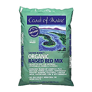 Coast of Maine Castine Blend Organic Raised Bed Soil Mix with All Natural Ingredients for Vegetables, Herbs, and Flowers, 1 Cubic Feet (10 Pack)
