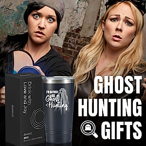 Onebttl Ghost Hunting Gifts for Men Women, I'd Rather Be Ghost Hunting, Birthday Gifts for Paranormal Investigator, Ghost Catcher, Ghost Lovers, Daughters, Sons, Stainless Steel Tumbler 20OZ