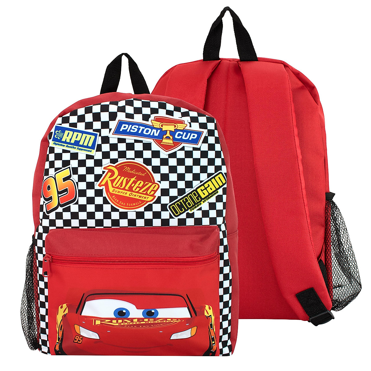 Disney Cars Backpack Set 4 Piece | Lightning McQueen Backpack Pencil Case Water Bottle and Lunch Bag | Children's Backpacks For School And Adventures | Official Cars Merchandise