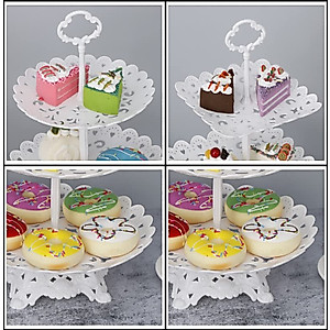 2 Tier Plastic Cupcake Stand, 2 Tier Serving Tray, Dessert Stands, Tea Party Supplies, Party Table Decoration, Dessert Display Stands, Cookie Trays for Parties, 2 Pack
