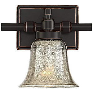 Possini Euro Design Varra Antique Wall Mount Light Antique Silver Bronze Metal Hardwired 26 1/2" Wide 3-Light Fixture Bell Mercury Glass Shades for Bathroom Vanity Mirror House Home Room Decor