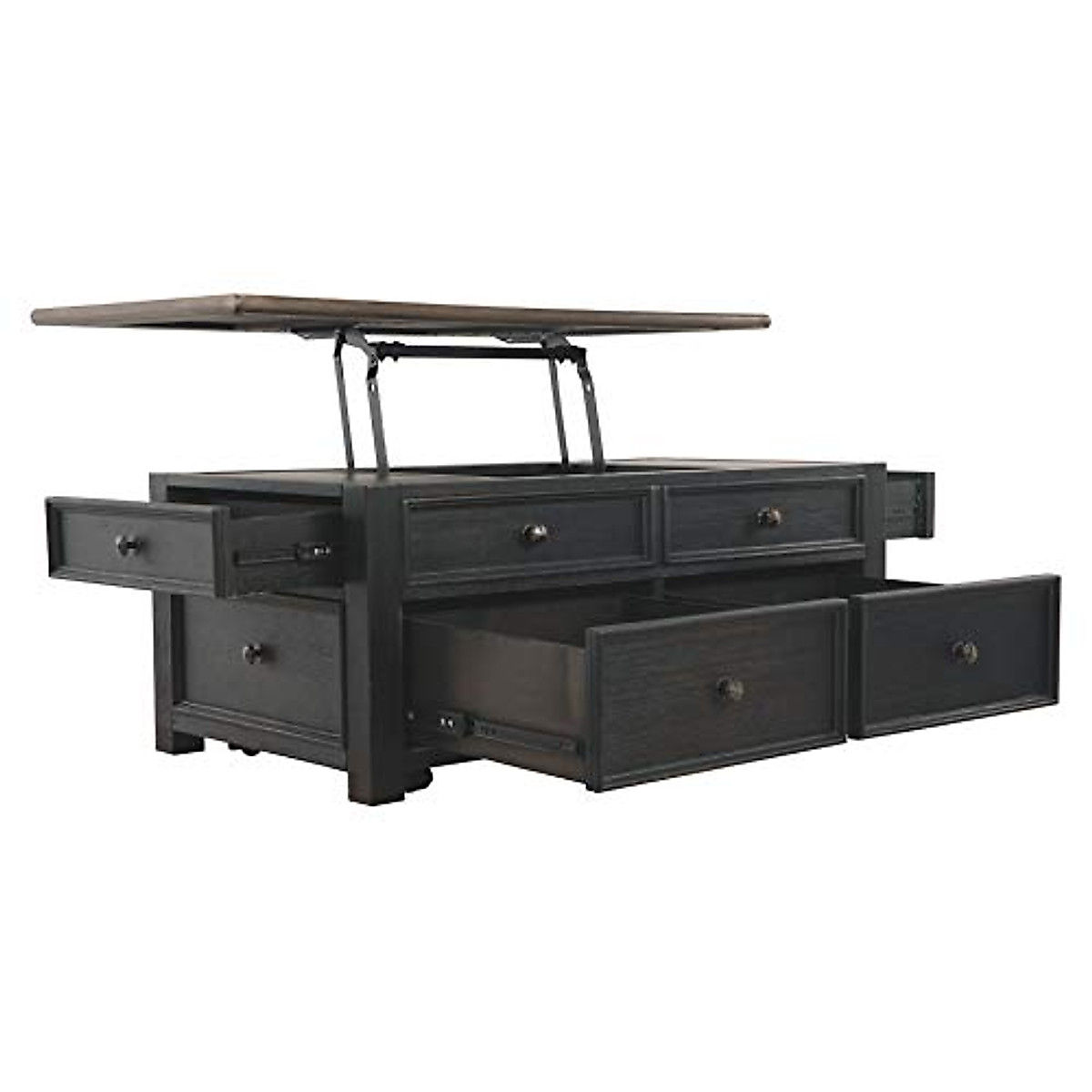 Signature Design by Ashley Tyler Creek Rustic Farmhouse Lift Top Coffee Table with Drawers, Brown & Black