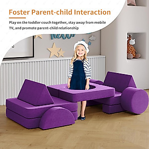 DEYGIA Modular Kids Play Couch 13PCS, Modular Couch Kids, Kids Couch for Playroom, Modular Kids Couch for Boys and Girls, Kids Play Couch for Kids (Purple, M)