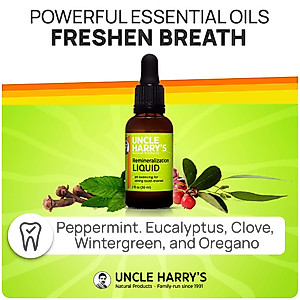 Uncle Harry's Natural & Fluoride-Free Remineralization Liquid for Tooth Enamel - Freshens Breath & Strengthens Teeth (2 Pack, 1 oz.)