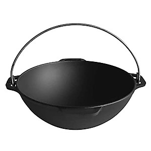 Kazan Mangal Uzbek 12 L Cast Iron Pot Plov Pilaf Making Cookware Insulated Double Handle Dish Heavy Duty Oven with Lid Frying Dutch Pan