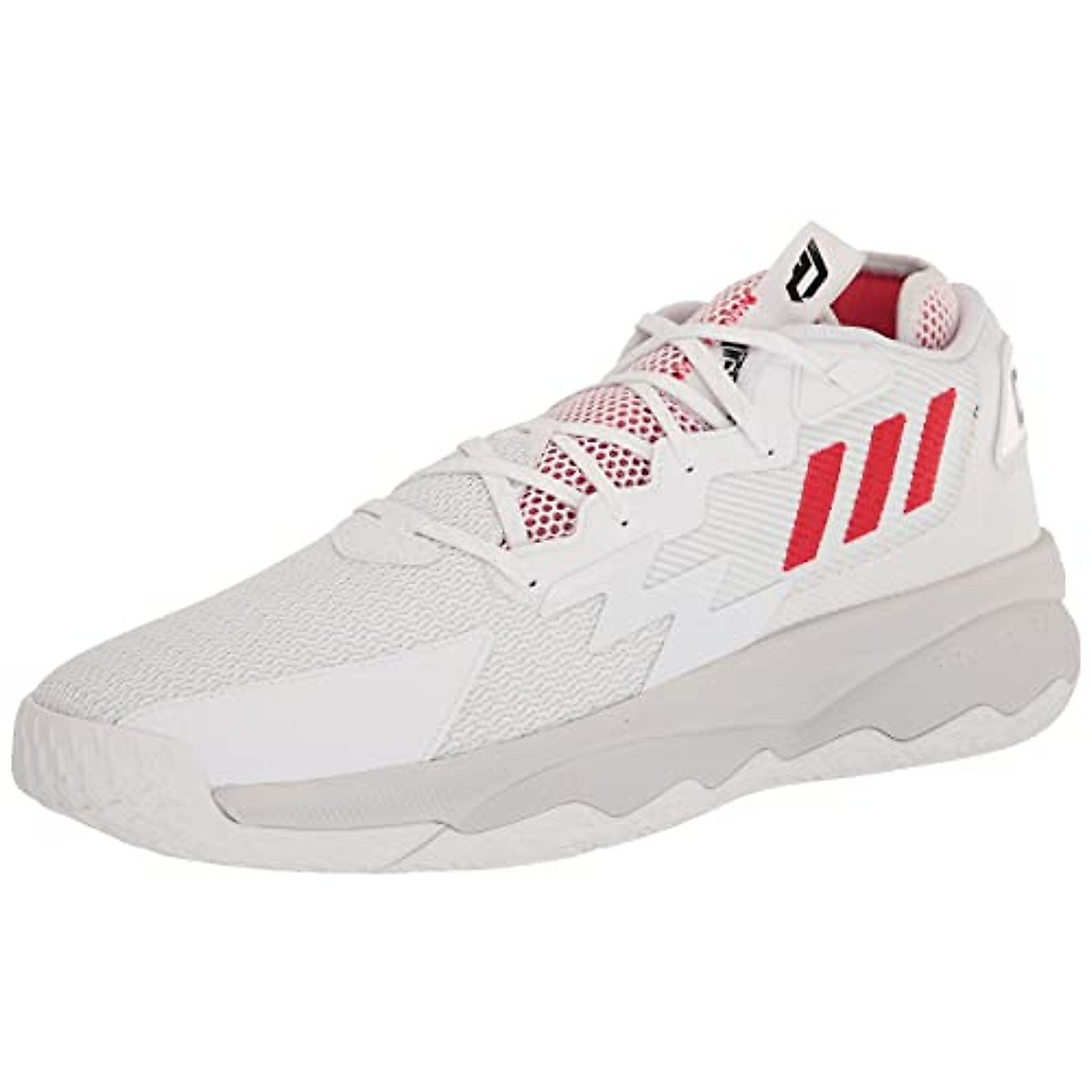 adidas Unisex Dame 8 Basketball Shoe, White/Vivid Red/Core Black, 9 US Men