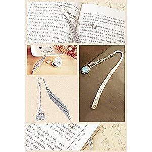HOSTK 10pc Silver Metal Bookmark Hairpin Hook Carved Antique Vintage with Pendant Jewellery Making Mermaid Souvenirs Plain Embossed
