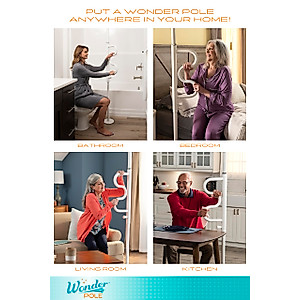 Stander Wonder Pole, Security Pole and Curve Grab Bar, Tension Mounted Floor to Ceiling Transfer Pole for Seniors, Elderly Adults, Bathroom Safety Assist and Stability Rail, Black