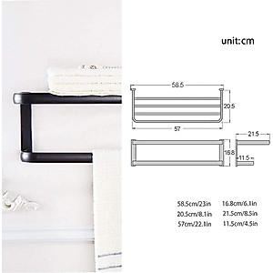 ALINZO Brass Plated Wall Mounted Towel Rack,Towel Rail Bathroom Double Towel Shelf Storage Rail Holder,Shower Shelf Organizer