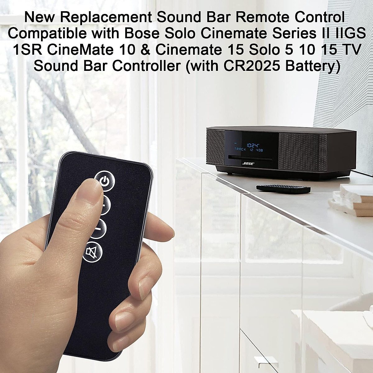 New Replacement Sound Bar Remote Control Compatible with Bose Solo Cinemate Series II IIGS 1SR CineMate 10 & Cinemate 15 Solo 5 10 15 TV Sound Bar Controller (with CR2025 Battery)
