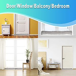 Upgraded Door Draft Stopper 35 inch- Weighted Under Door Noise Blocker Door Draft Stopper- Energy Saving Wheather Proof Strip Draft Guard for Doors and Windows with Hook Tape.