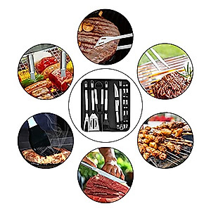 iMiaoW BBQ Grill Accessories, Stainless Steel Barbecue Tools Grilling Tools Set with Storage Bag - Premium Grill Utensils Set with Spatula, Tongs, Skewers, Case