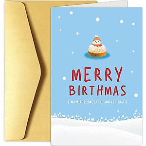 Funny Merry Christmas and Happy Birthday Card, Christmas Birthday Greeting Card, Xmas Bday Card