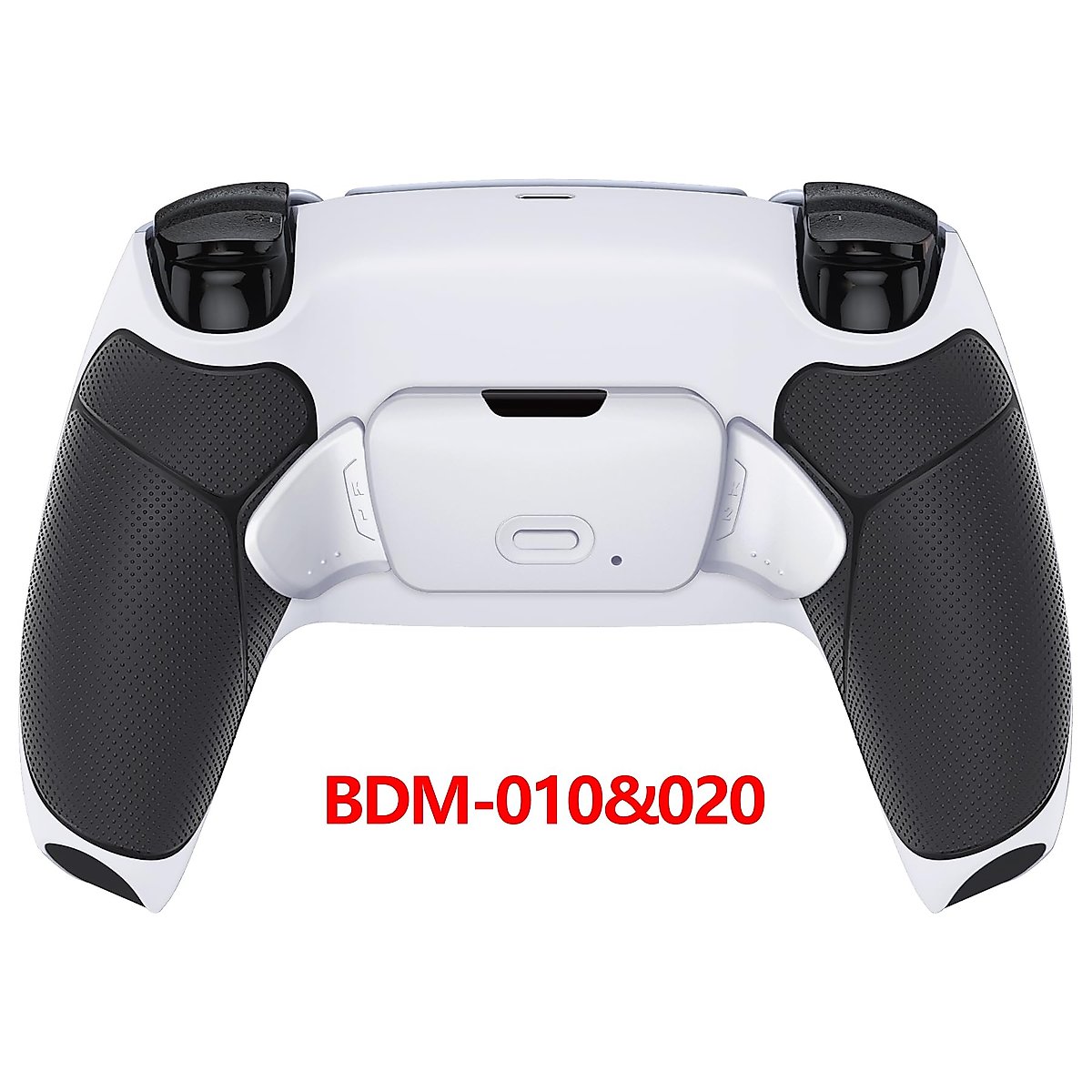 eXtremeRate Black Rubberized Grip Programable RISE 2.0 Remap Kit for PS5 Controller BDM 010 BDM 020, Upgrade Board & White Redesigned Back Shell & White Back Buttons for PS5 Controller - NO Controller