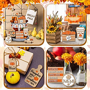 Umigy 14 Pcs Thanksgiving Tiered Tray Decorations Set Fall Pumpkin Farmhouse Table Decor Autumn Gnome Truck Wooden Sign Hello Fall Rustic Table Centerpieces Harvest Wood Blocks Signs for Home Decor