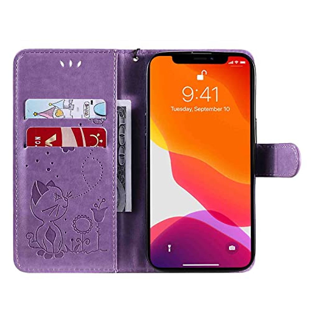 Fansipro Phone Cover Wallet Folio Case for Oppo Reno 6 PRO Plus 5G, Premium PU Leather Slim Fit Cover for Reno 6 PRO Plus 5G, 2 Card Slots, Nice fit, Purple
