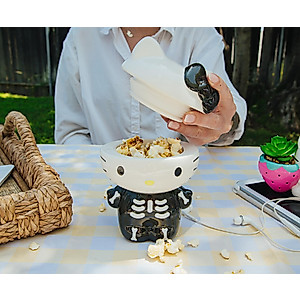 Sanrio Hello Kitty Skeleton Small Ceramic Snack Jar Container With Lid | Storage For Kick-Knacks | 6 Inches Tall