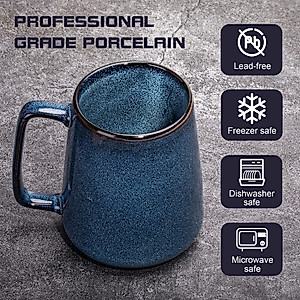 Tsreinh Extra Large Ceramic Coffee Mug,24 Oz,Oversized Tea Cup for Home and Office,With Big Handle,Dishwasher and Microwave Safe (24 Oz Blue)