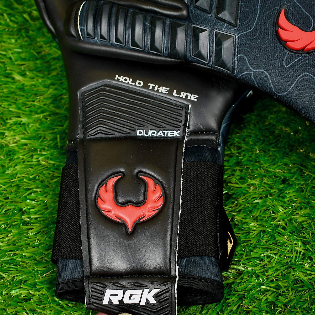 Renegade GK Eclipse Ambush Professional Goalie Gloves Pro Finger Savers | 4mm EXT Contact Grip | Black & Red Soccer Goalkeeper Gloves (Size 9, Youth-Adult, Neg. Cut, Level 5)