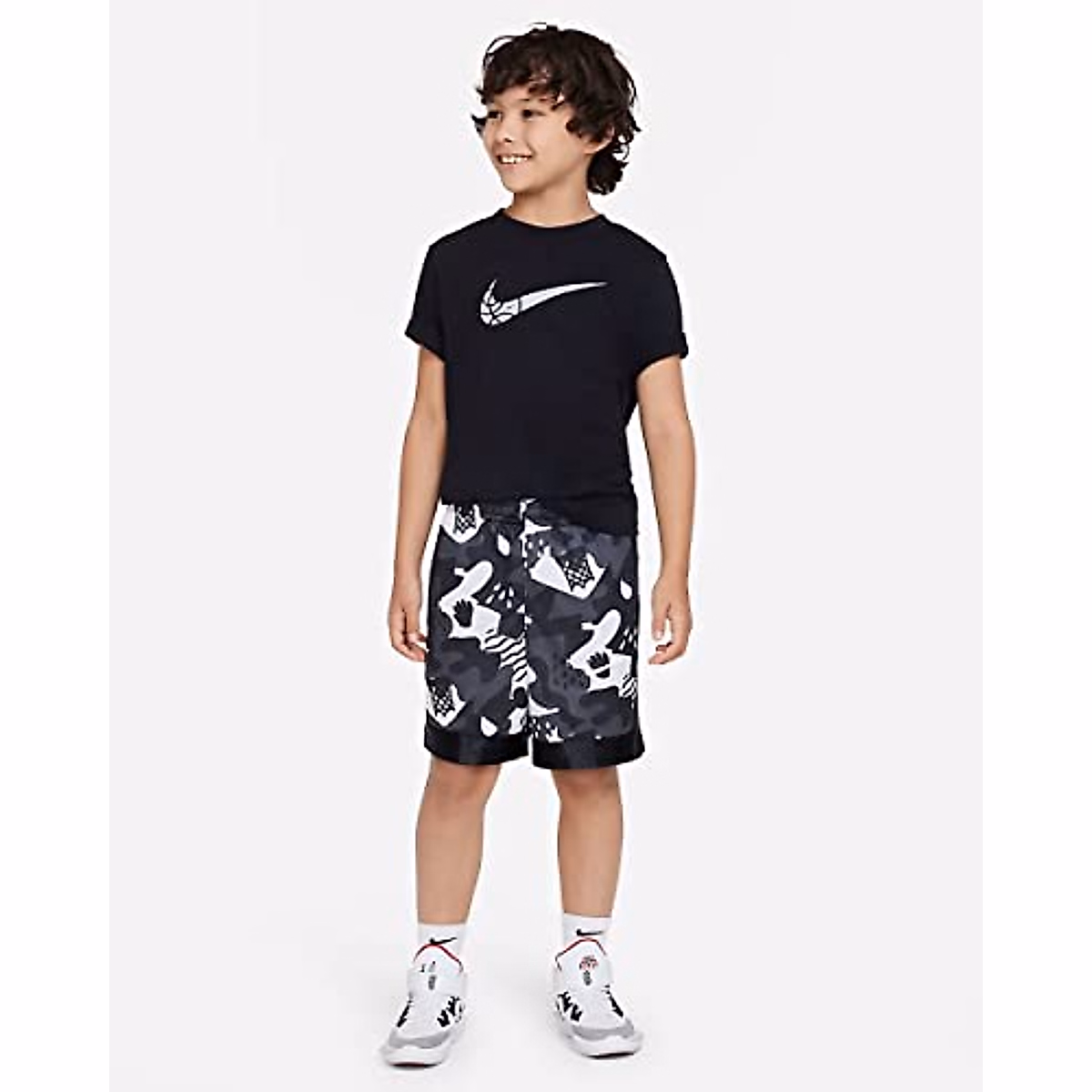 Nike Big Boys' Dri-FIT Elite Basketball Shorts (Large, Black/Black/White)