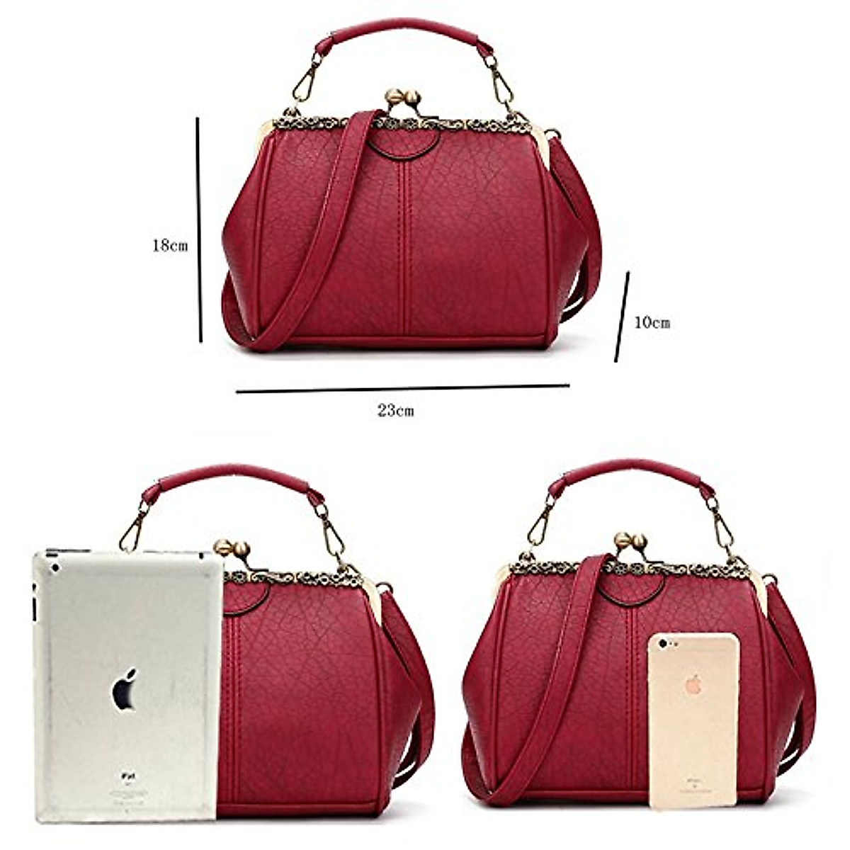 Donalworld Women Retro Hollow out PU Leather Handbag L Fbg