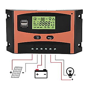 MPPT Controller, Fydun Simplified Version MPPT Charge Controller PCB Circuit Board Solar Panel Regulator 12V / 24V LCD Display Automatic Battery Controller Orange + Black(30A)