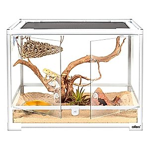 OIIBO 34 Gallon Reptile Tank, 24" x 18" x 18" Front Opening Reptile Terrarium for Reptiles Amphibians Pets, Bearded Dragon Lizard Gecko Snake Tank Reptile Glass Terrariums