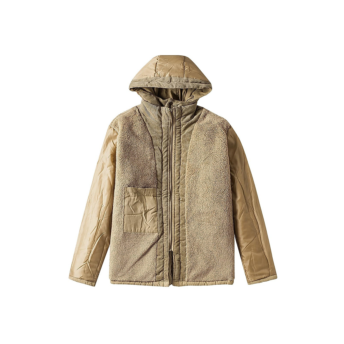 Mr.Stream Men's Winter Hooded Jacket Windproof Sherpa Lined Fleece Windbreaker Coat Outerwear Warm Parka 3256 Green M