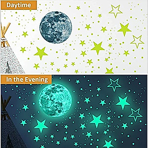 Glow in The Dark Stars for Ceiling, 1120PCS Airsnigi Glow in The Dark Wall Decals Long-Lasting Glowing Star Wall Stickers Perfect Gifts for Kids Room Decor, Halloween, Christmas-Green