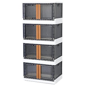 EleganceEssentials Storage Bins with Lids, Wardrobe Closet Organizer and Storage, Durable, Stackable Storage, Crate for Book Storage (19 Gal, 4, Count)