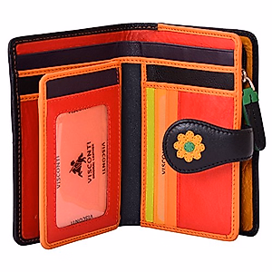 Visconti Spanish DS-82 Womens Floral Multi Colored Bifold Wallet DAISY COLLEC. - Black Multi, Medium