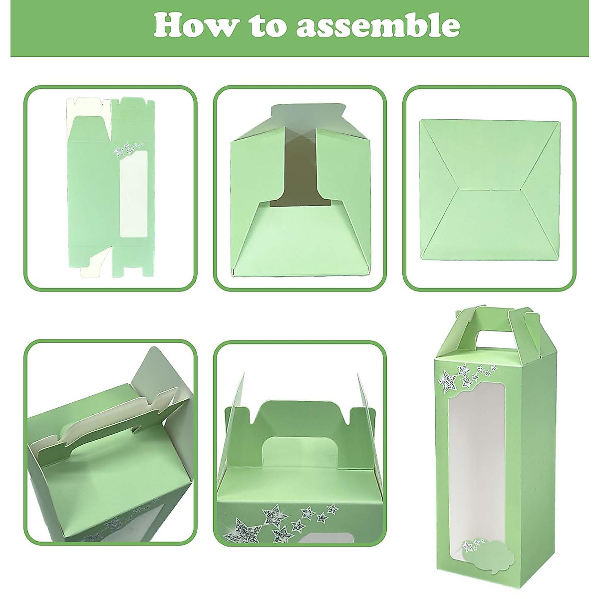 HEIPINIUYE 12 Pcs Sage Green Party Favor Boxes Gift Gable Boxes with Window Boho Candy Boxes Cookie Boxes for Birthday Wedding Baby Shower Party Decorations Candy Treat Boxes