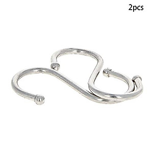MroMax Stainless Steel S Hooks,65mm/2.56" Silver S Shaped Hook Hangers for Kitchen Bathroom Bedroom Storage Room Office Outdoor Multiple Uses, 2Pcs